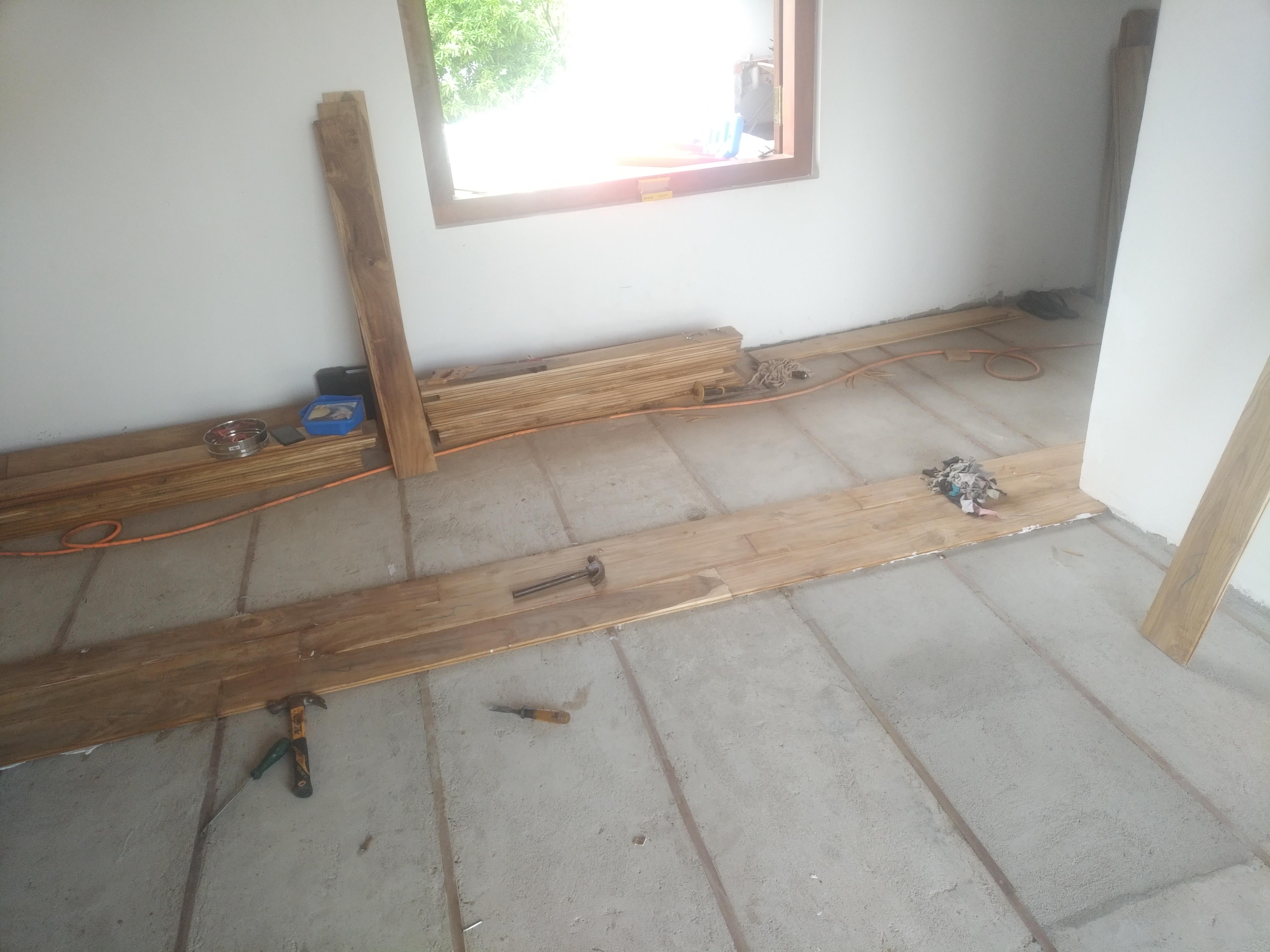Installation of Teak wooden Flooring - Work.lk